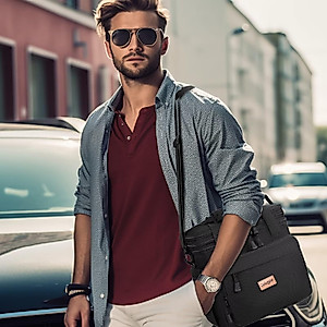 gelugee Lunch Bag Women,Double Deck Lunch Box for Men, Insulated Lunch Cooler Tote Bag, Waterproof Adult Lunchbox, 15L Large Black Lunch Pail for Work Office Picnic