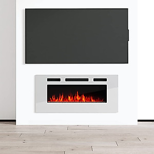 40" Electric Fireplace Recessed Wall Mounted Heater, 1500W/5100BTU (White)