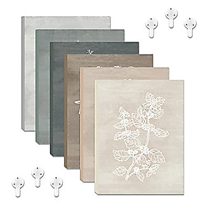 BINCUE Neutral Botanical Plant Canvas Wall Art Decor 6 Pieces Rustic Farmhouse Wall Art for Living Room Bedroom and Bathroom,Canvas Paintings Print Set Decor Wall Art 12"x 16"