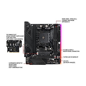 Asus ROG (X570) Crosshair VIII Impact, AMD, AM4, Ryzen 3000, (Mini-DTX) SFF Gaming Motherboard with PCIe 4.0, On-board Wifi 6 (802.11Ax), Intel LAN, SATA 6GB/s, USB 3.2 Gen 2, SO-DIMM.2 and Aura Sync