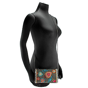 Mary Frances Flaming Hearts Beaded Crossbody Phone Bag, Pewter