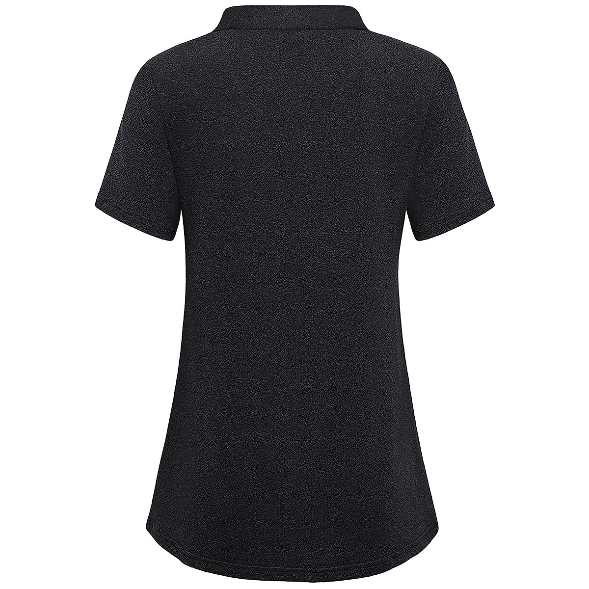 Vldnery Plus Size Golf Shirts for Women Moisture Wicking Polo Shirt 3-Button Athletic Yoga Tennis Black Tops (2XL)