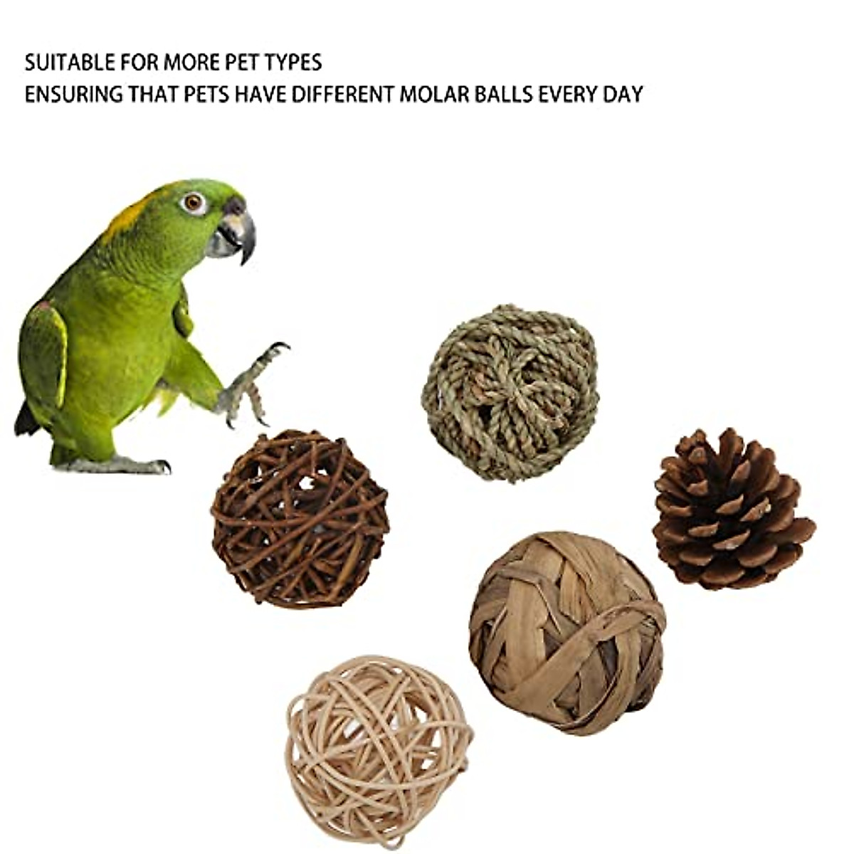 Hztyyier Bunny Chew Toy Rattan Ball Straw Rope Pine Cone for Pets Rabbits Birds Hamster Chinchilla