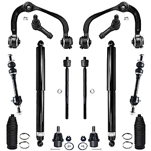 Detroit Axle - Front End 16pc Suspension Kit for 2005-2008 Ford F-150 Lincoln Mark LT, Upper Control Arms Lower Ball Joints Struts Tie Rods Sway Bars Rear Shock Absorbers Boots 2006 2007 Replacement