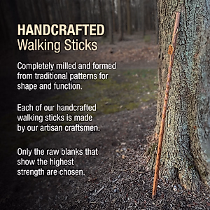 Brazos Handcrafted Wood Walking Stick, Twisted Oak, Backpacker Style Handle, for Men & Women, Made in the USA, Red, 58"