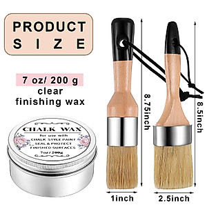 Threlaco Clear Finishing Wax Interior Furniture Finishing Wax with 2 Brush Set 7 oz Sealing Wood Wax for Furniture Protective Topcoat Paint for Painting Waxing Cabinet Decoration Wall Home Accessories