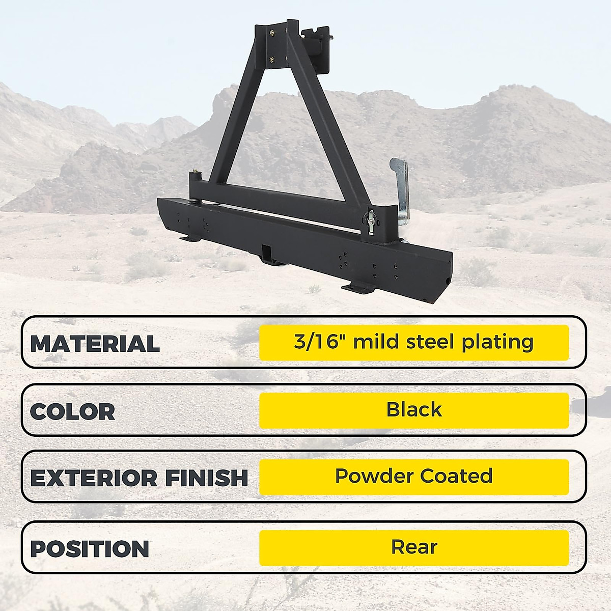 KUAFU Rear Bumper W/Tire Carrier Compatible with 1987-1996 Jeep Wrangler YJ 1997-2006 TJ 2003-2006 LJ w/D-Rings 2 packages