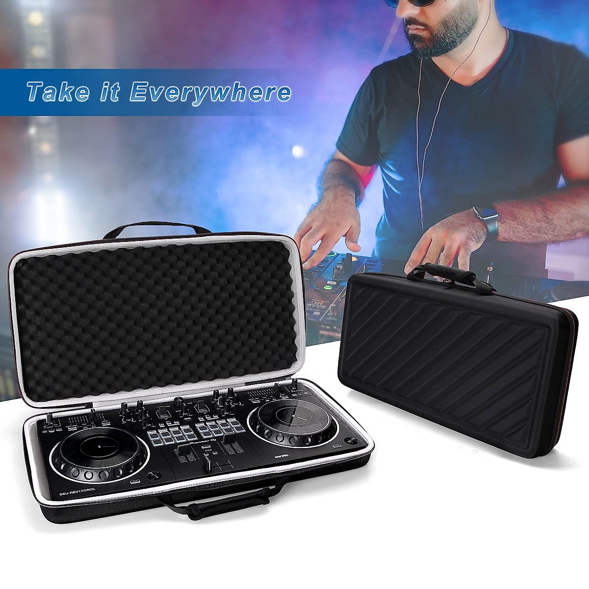 XANAD Hard Case for Pioneer DJ DDJ-REV1 2-deck Serato DJ Controller - Protective Carrying Storage Bag