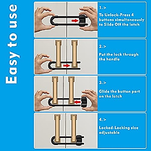 Child Safety Cabinet Locks for Babies, Kitchen Locks with Extra Secure Buttons for Cabinet Pulls, Cabinet Handles Knob, 4 Buttons Adjustable U-Shaped Cabinet Baby Proofing Locks ( 10 Pack, White )