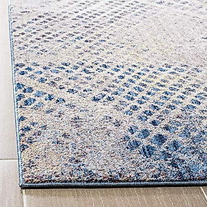 SAFAVIEH Monray Collection Area Rug - 8' x 10', Blue & Multi, Modern Abstract Distressed Design, Non-Shedding & Easy Care, Ideal for High Traffic Areas in Living Room, Bedroom (MNY656E)