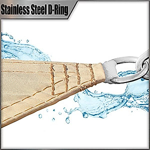 Amgo 12' x 12' x 12' Beige Triangle Waterproof Sun Shade Sail Canopy Awning Shelter, 95% UV Blockage Water Resistant AMTADT12, Outdoor Patio Garden Carport (We Customize)