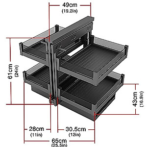 AHDFY 2 Tier Dish Rack, Full Open Kitchen Aid Dish Rack, Blind Corner Cabinet Pull Out Seasoning Dish Basket for Cabinet Pantry Kitchen Cupboard