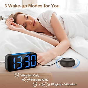 Topski Alarm Clocks for Heavy Sleepers, Vibrating Alarm Clock with Bed Shaker, Night Light, Large Display, Dimmable Loud Clock for Adults Hearing Impaired Deaf Seniors Teens (RGB)