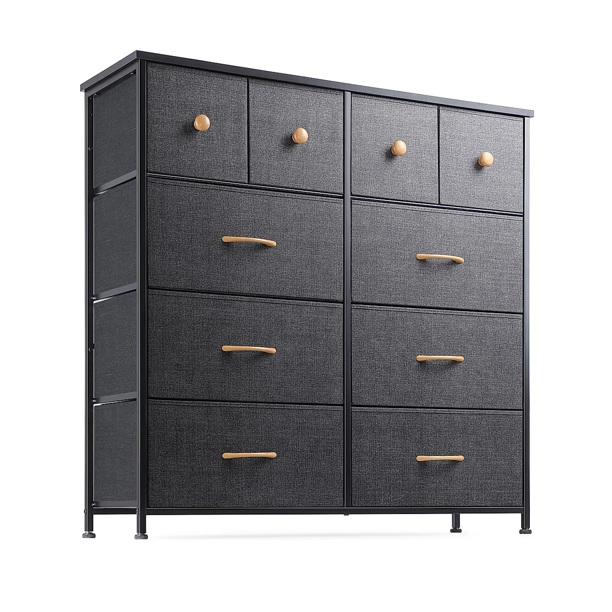 Nicehill Dresser for Bedroom with 10 Drawers, Storage Drawer Organizer, Tall Chest of Drawers for Closet, Living Room, Hallway, Entryway, Fabric Drawers (Black Grey)