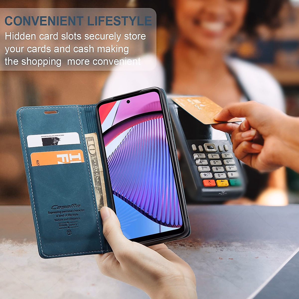 Kowauri for Moto G Power 5G 2023 Case,Leather Wallet Case Classic Design with Card Slot and Magnetic Closure Flip Fold Case for Motorola Moto G Power 5G 2023 (Teal)