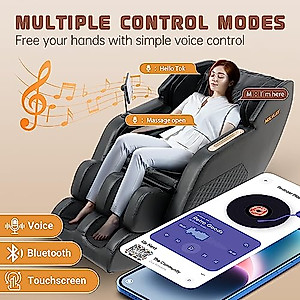 2023 Massage Chair Recliner, Zero Gravity Full Body Massage Chair with Airbags, Heating, Bluetooth Speaker and Foot Rollers (Black)