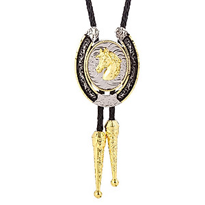 HUABOLA CALYN Bolo Tie for Men- Western Cowboy Native American Golden Horse Bolo Tie