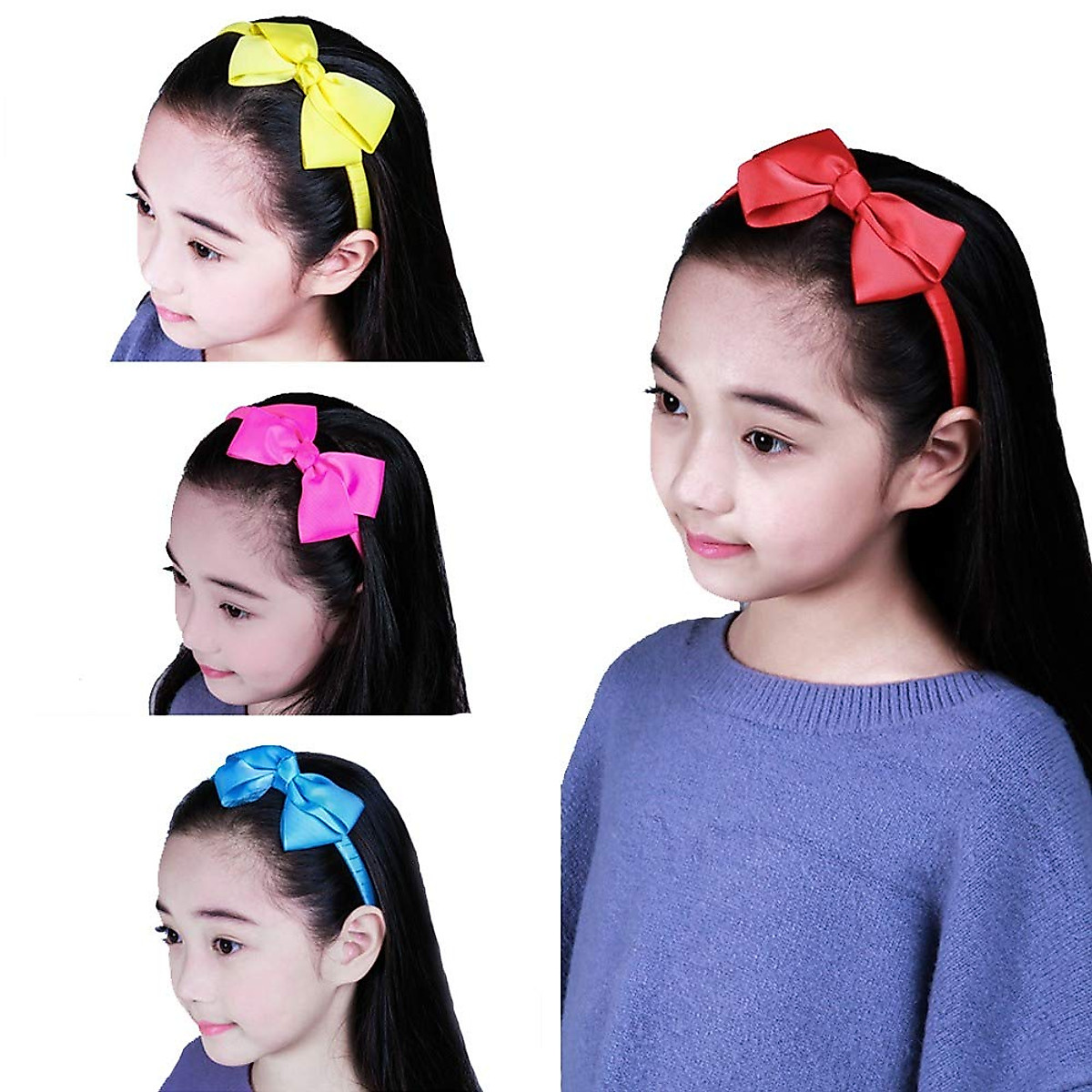 7Rainbows Fashion Cute White Bow Headband for Girls Toddlers.