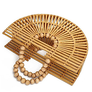 Womens Top Handle Bamboo Tote Bags Clutch Bag Beach Bag Large Size Purses Woven Tote Bamboo Bag