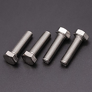 1/2-13 x 1 (8 PCS) Stainless Steel Hex Bolts, Hex Head Screws, Full Thread, Coarse Thread, Plain Finish, Machine Thread, Stainless Steel 304 (18-8)