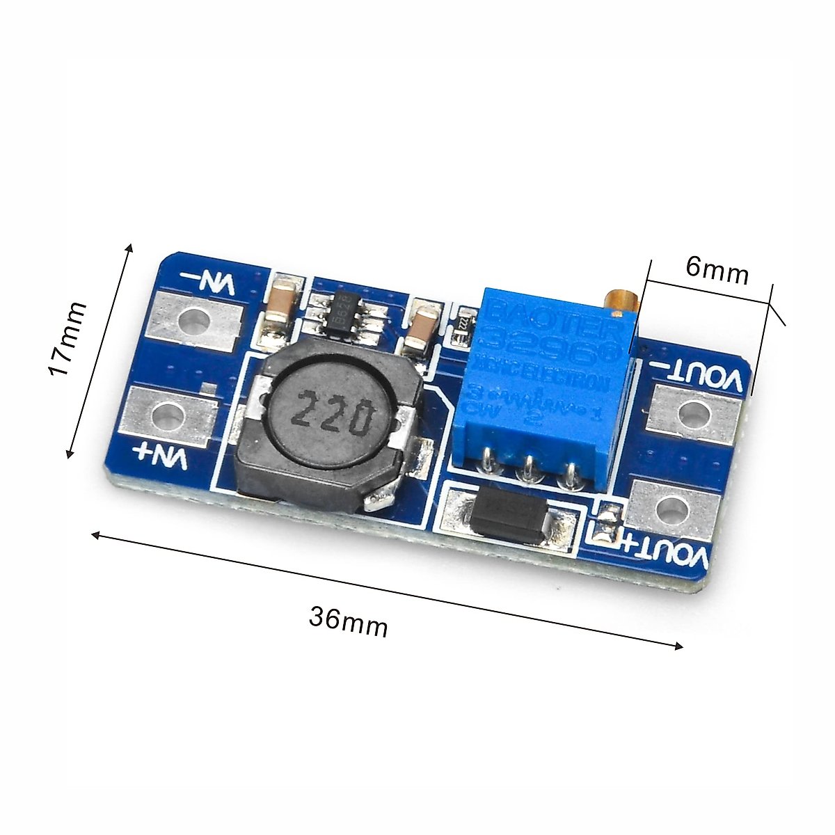 OSOYOO 10PCS MT3608 DC-DC Step Up Boost Converter Module 2A Adjustable Voltage Regulator Board Input Voltage 2.5V-15V to 5V-20V Output Voltage for Arduino