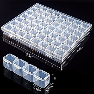 5D Diamond Painting Accessories-3 Pack 56 Grids Clear Diamond Painting Storage Container with 400pcs Label Stickers for Bead Storage,Sewing, Nail Diamonds,Embroidery Boxes Organizer