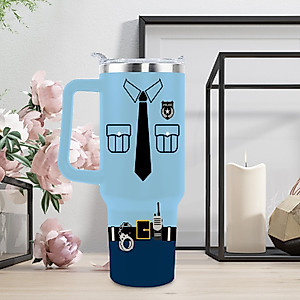 sxmluedn Police Academy Graduation Gifts Police Tumbler Coffee Mug 40oz Cup with Handle and Straw