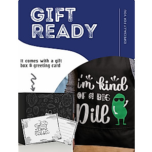 InnoBeta Funny Pickle Gifts for Men and Women, Pickle Apron with Pockets and Adjustable Neck Strap, Kitchen Gardening Apron Gifts for Pickle Lovers - I'm Kind of a Big Dill