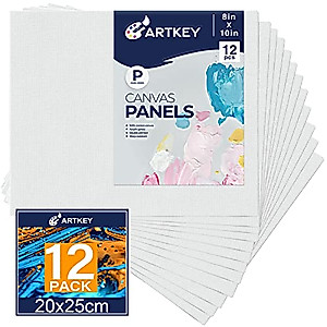 Canvas Panels 8x10 Inch 12-Pack, 10 oz Double Primed Acid-Free 100% Cotton Paint Canvases for Painting, Blank Flat Canvas Board for Acrylics Oil Watercolor Tempera Paints