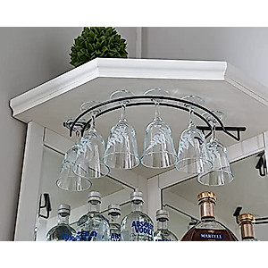 Home Source White Corner Bar cart 73" Tall Unit with Built-in Wine Rack and Lower Storage Cabinet, Living Room, Home Office, Kitchen, Small Space.