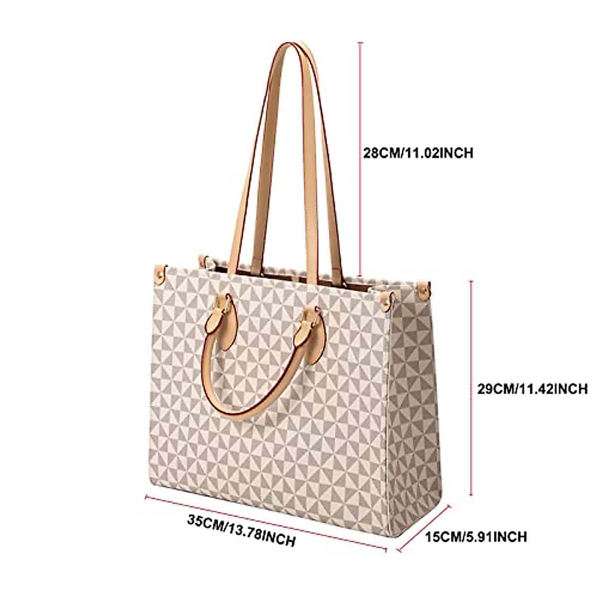 Alena Culian Womens Leather Handbag With Shoulder Strap Foral Pattern PVC Top Handle Large Tote Satchel Crossbody Shoulder Bags (White)