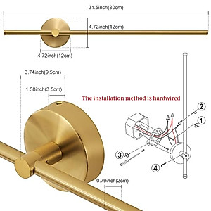 Gednbo Remote Control Dimmable Modern Wall Sconce Set of Two, Multicolor, DIY 350° Rotate, Memory Function, Wall Light for Bedroom, Living Room, TV Wall, Game Room, Hardwired (Gold, 31.5 inches)