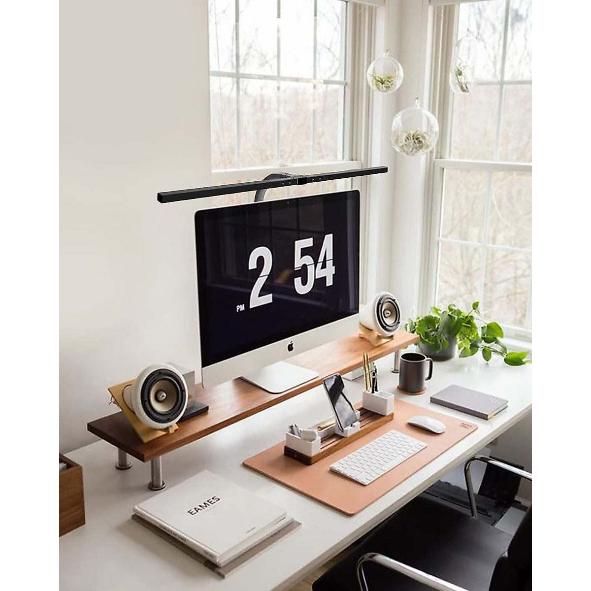 Desk Lamps for Home Office, 24W Extra Bright Architect Desk Lamp with Clamp, 31.5" Wide Modern Black Desk Lights with Auto Dimming Memory Function, Stepless Dimming task lamp for Workbench Monitor