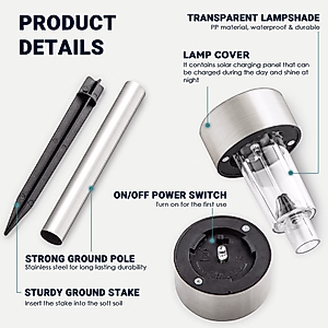 GIGALUMI Solar Lights Outdoor Waterproof, 20 Pack, Stainless Steel LED Solar Garden Lights for Patio, Lawn, Yard and Landscape, Garden Decor Patio Decor, Cold White