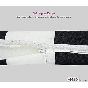 FBTS Prime Outdoor Seat Cushions Set of 2 Patio Chair Cushions with Ties 16x17 Inch Black Stripe U-Shape Chair Pads for Outdoor Patio Furniture Garden Home Office