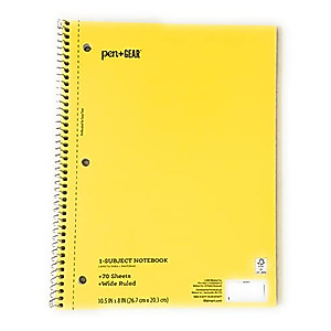 Pen + Gear 1 Subject Notebook, Wide Ruled, 70 Sheets (Yellow & Purple)