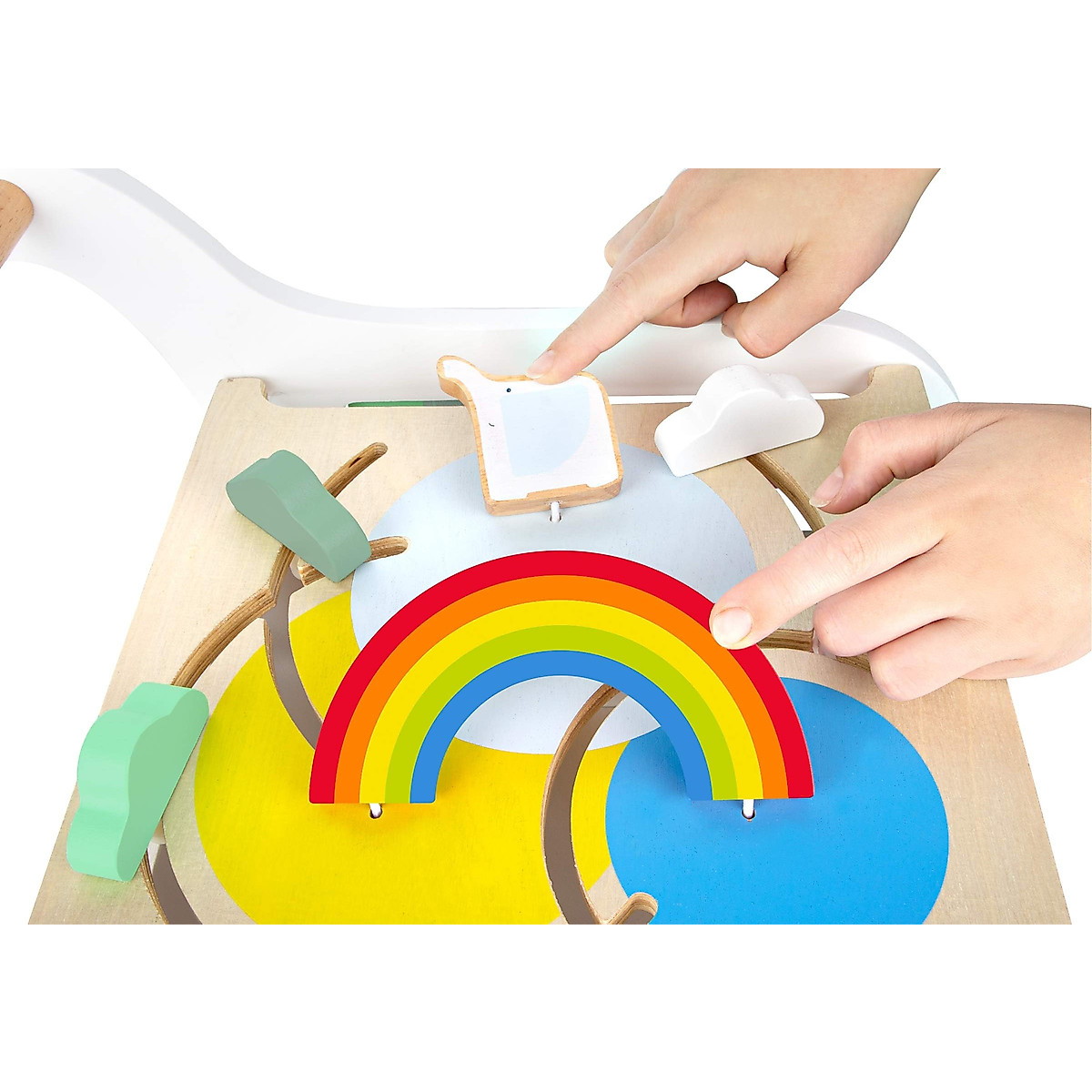 Small Foot Wooden Toys Premium Sweet Elephant Baby Walker & 5-in-1 Activity Center Designed for Toddlers 12+ Months