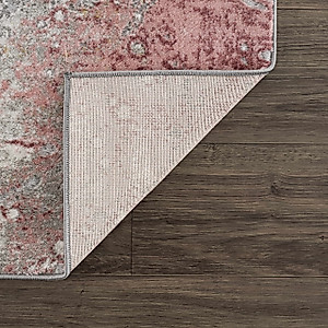 Hauteloom Liverpool Modern Abstract Bedroom Living Room Area Rug - Marble Swirl Pattern - Contemporary Bohemian Farmhouse - Pink, Red, Grey, Off White - 7'10" x 10'