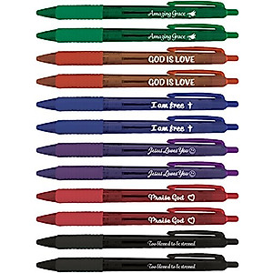 Greeting Pen Christian Inspirational Translucent 12 Pen Set with 6 designs (46005)