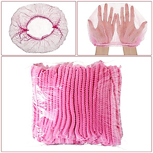 100 Pcs Disposable Nonwoven Bouffant Caps 21 Inch Hair Net Elastic Cap Hair Cover Hats for Beauty Salon Hospital Spa Catering Dust-free Workspace(Pink)