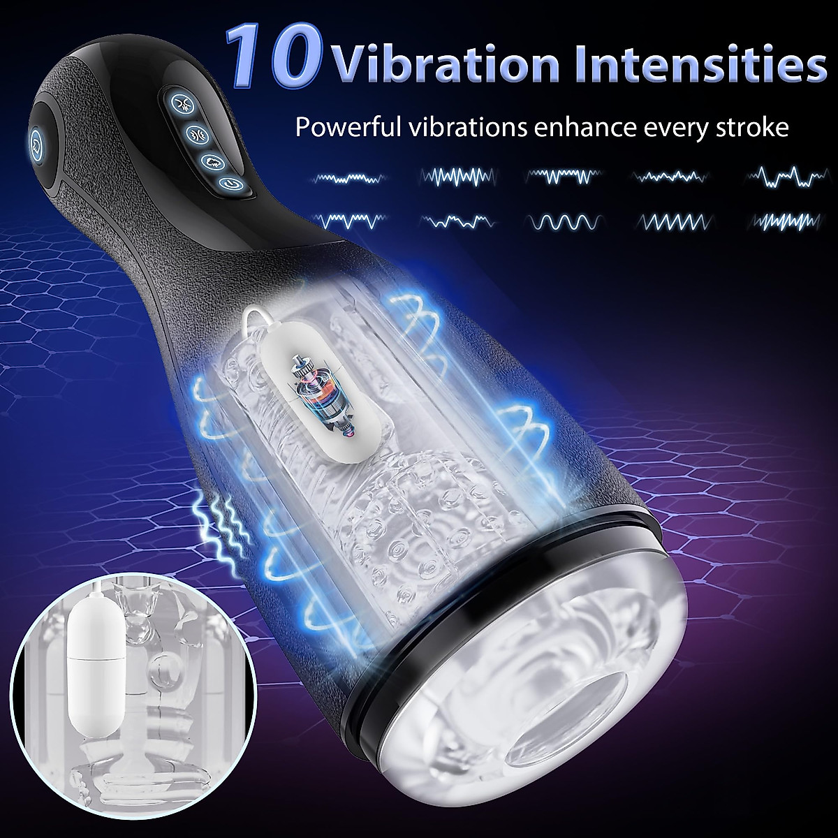 Automatic Male Masturbator Male Sex Toy with 3 Squeezing Modes, 3 Suctions & 10 Vibrations, Male Sex Toys for Men Male Stroker Penis Pump, Adult Toys Pocket Pussy for Men, Adult Sex Toys & Games