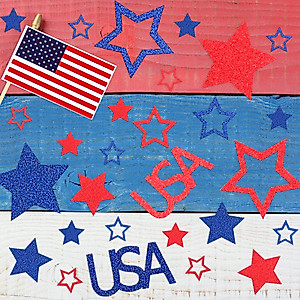 Whaline 300Pcs Independence Day Confetti 4th of July Glitter Red Blue White American Flag USA Patriotic Table Confetti Twinkle Stars Table Centerpiece for National Day Memorial Day Party Decorations