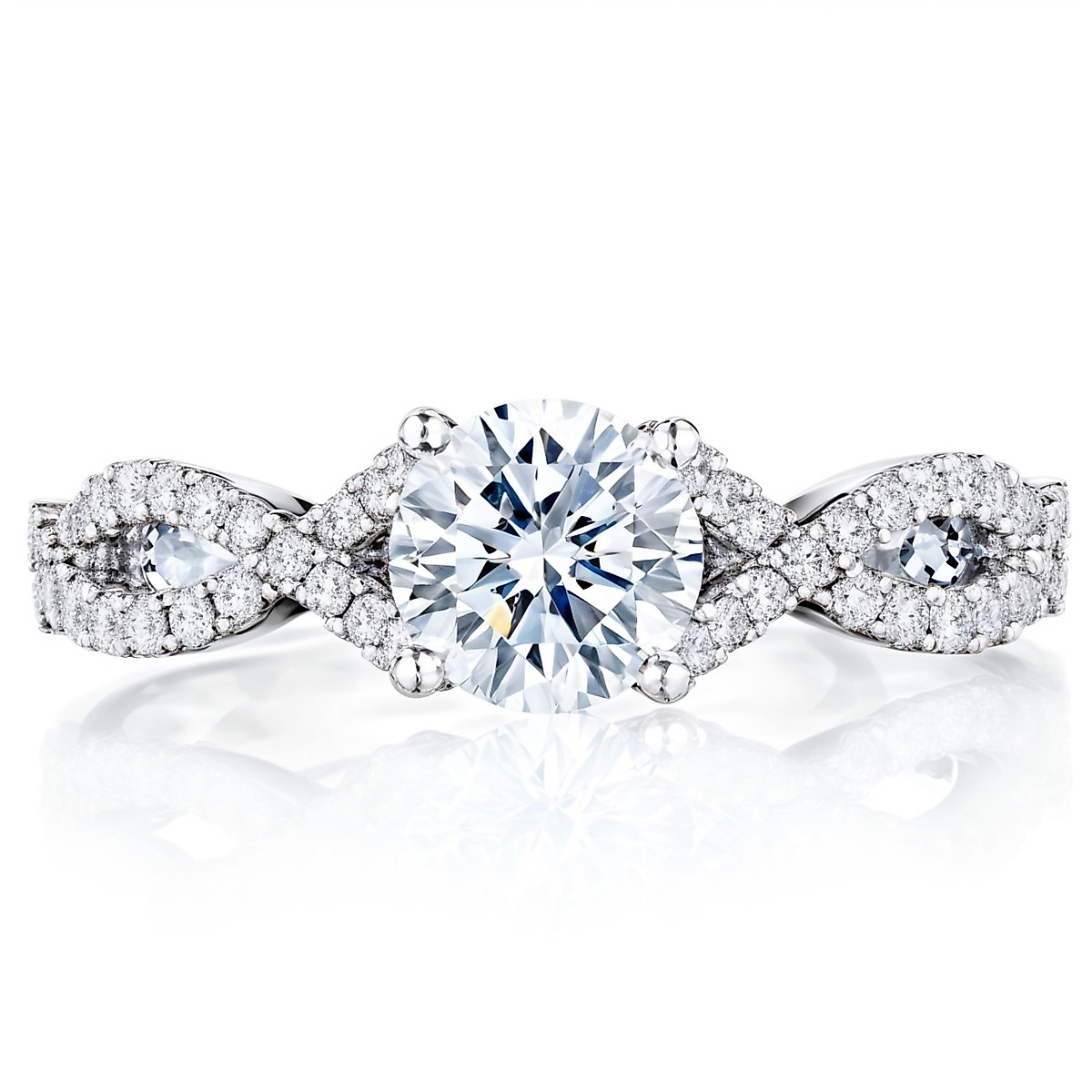 ZLAEBL 1.5 Carat (ctw) Engagement Rings for Women, Moissanite 925 Silver Ring for Women, Platinum Plated Sterling Silver Ring, Split Shank Twisted Infinite Wedding Ring,8