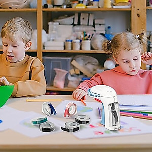 Aken Blue Embosser + 10pk Black Embossing Tape, Label Printer Embossed Vintage Embossing Label Maker Machine with Tape