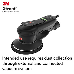 3M Xtract Electric Random Orbital Sander, Ergonomic and Lightweight ROS, 88762, 5 in, Central Vacuum, 3/32 in Orbit, 110V, 350W Motor, Metal Fabrication, Woodworking
