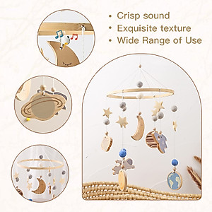 Baby Mobile for Crib, Astronaut Crib Nursery Mobile for Boys Girls, Boho Nursery Decor Soothe Toy Baby Shower Set for Infant Bedroom Hanging Decoration Toy