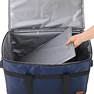 FORCOOK Insulated Food Delivery Bags XXL Commercial Grocery Bags Hot Bags for Delivery Waterproof - Premium Food Warmer Bag for Uber Eats and Doordash with Hard Bottom Blue