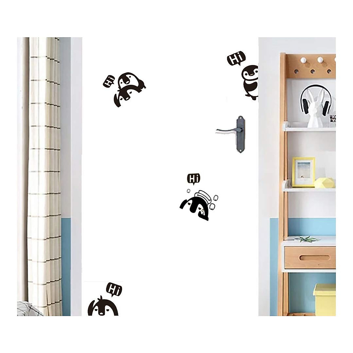 Removable Switch Stickers, 4 Cute Penguins Cartoon Wall Sticker, Light Switch Decor Decals, Family DIY Decor Art Stickers Home Decor Wall for Kids Bedroom Office Home Decoration