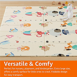 Amazon Basics Foldable Baby Crawling Play Mat, Reversible, Waterproof - 78.7" x 71" x 0.6"