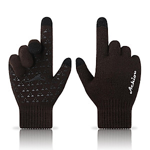 Achiou Winter Gloves for Men Women, Touch Screen Texting Warm Gloves with Thermal Soft Knit Lining,Elastic Cuff